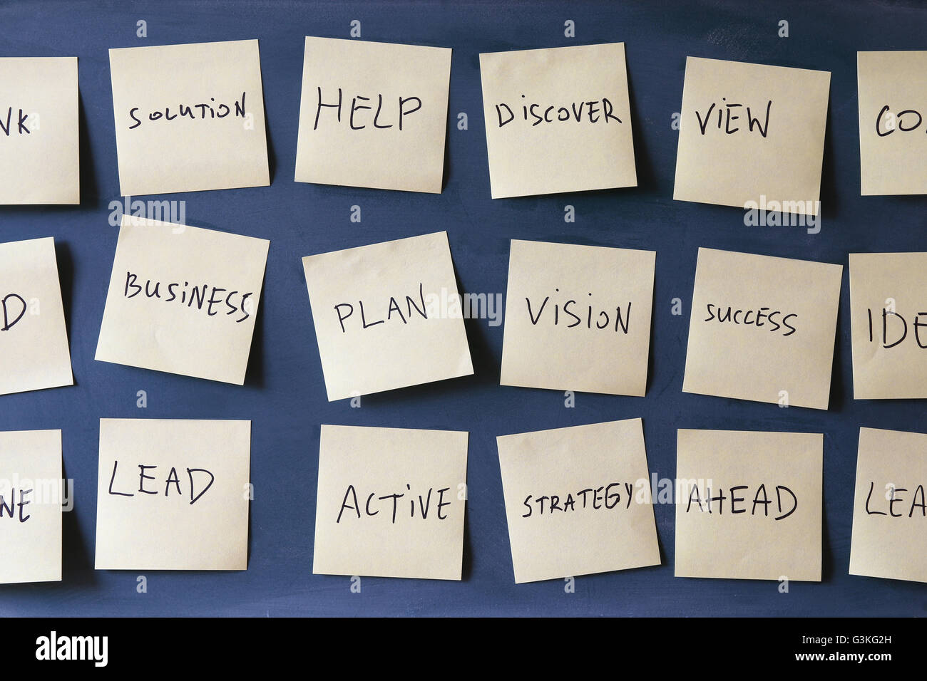 many sticky notes attached to blackboards with handwritng text Stock ...