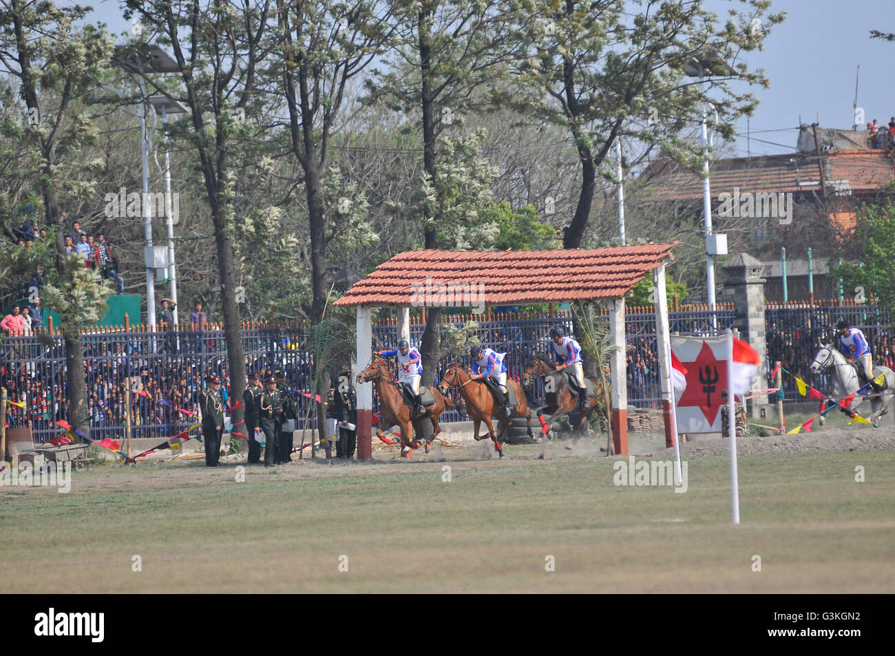Kathmandu, Nepal. 07th Apr, 2016. A Nepalese army performing horse ...