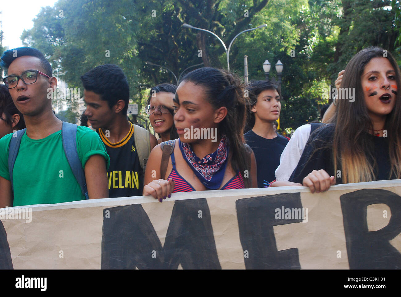 Sao Paulo, Brazil. 06th Apr, 2016. The students stage protest at Praca ...