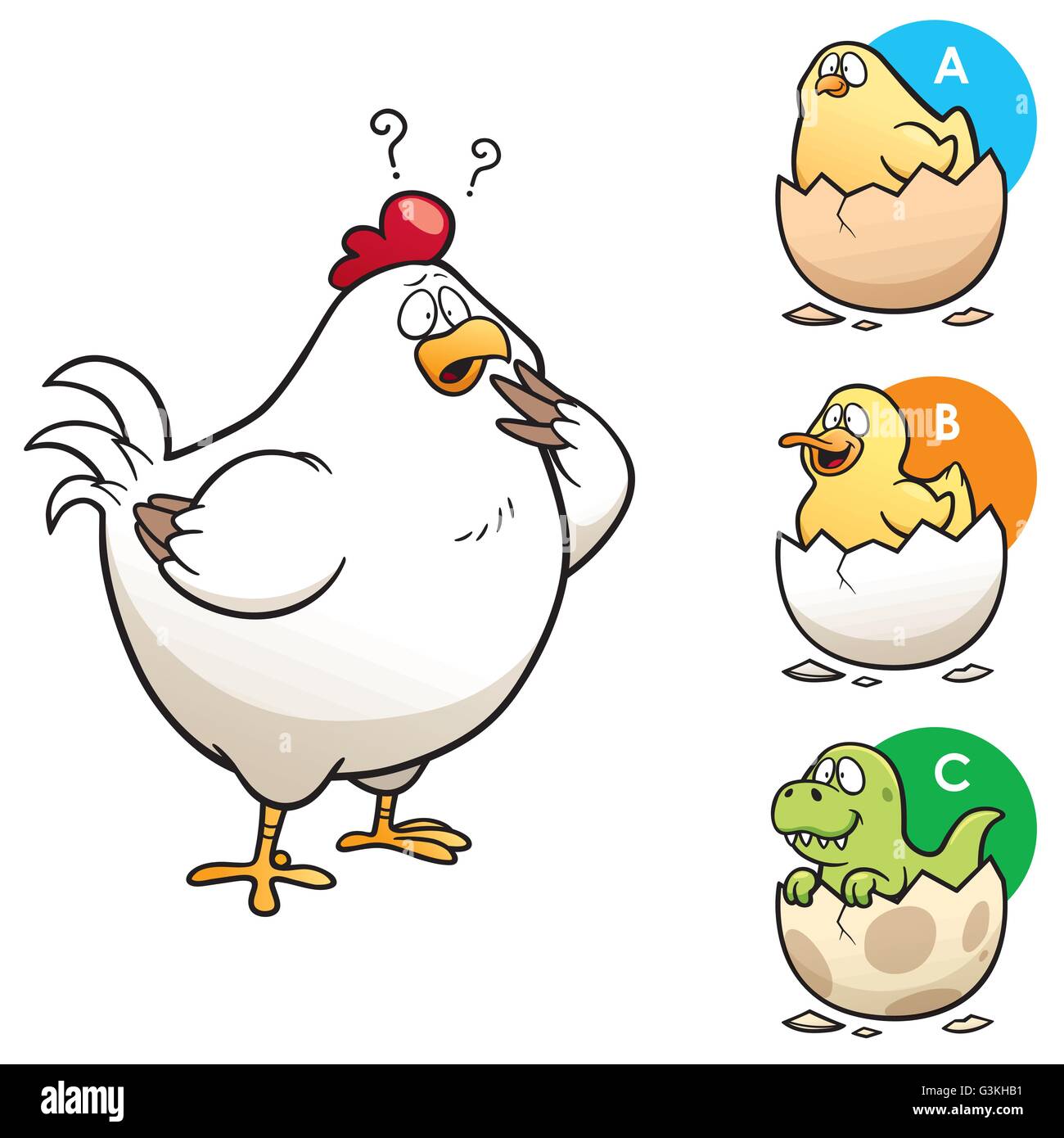 Vector Illustration of Education game make the right choice Hen to ...