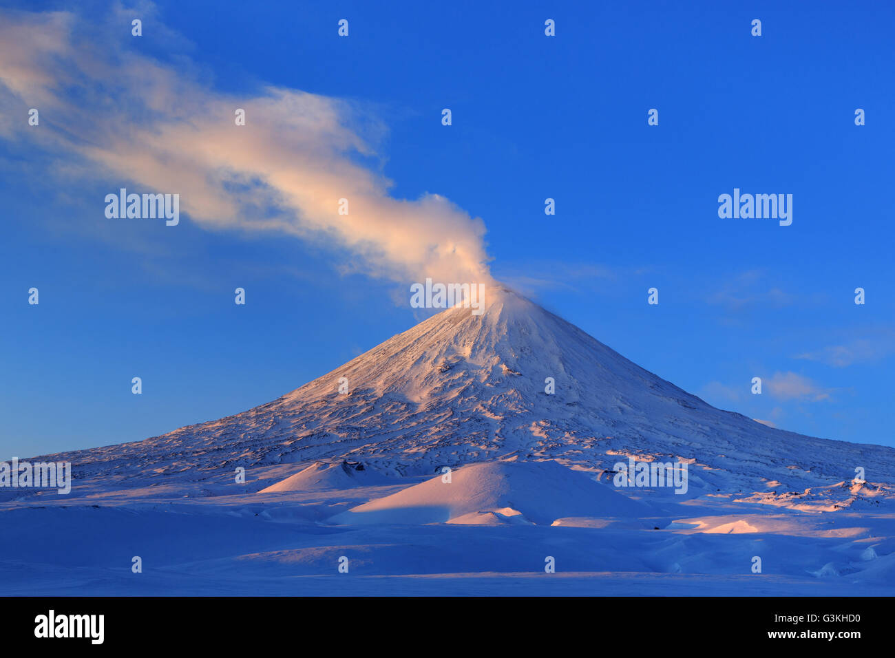 Beautiful winter volcanic landscape of Kamchatka Peninsula: view of ...