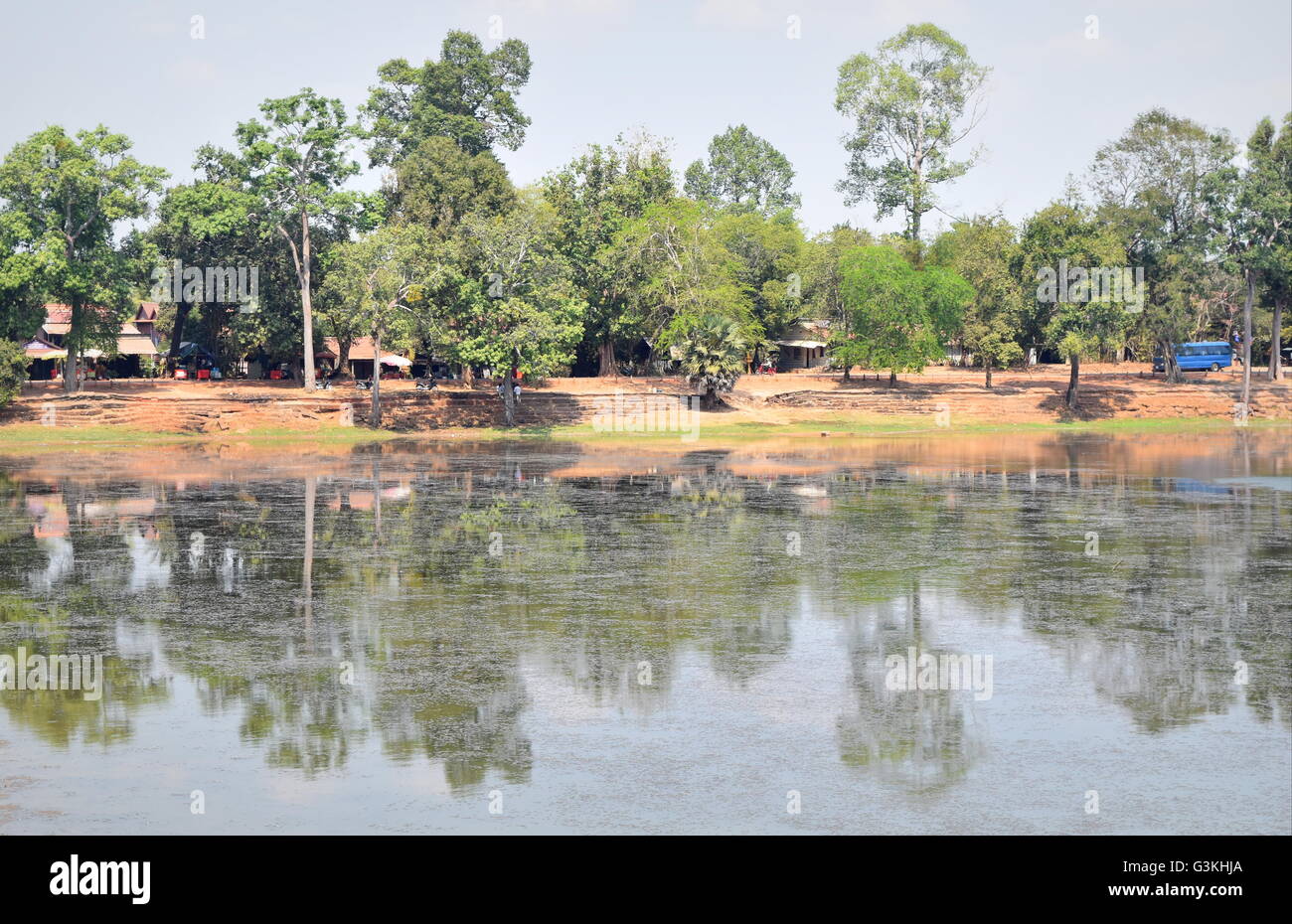 Sra Srang large ablutions pool or lake in the ancient Angkor Buddhist ...