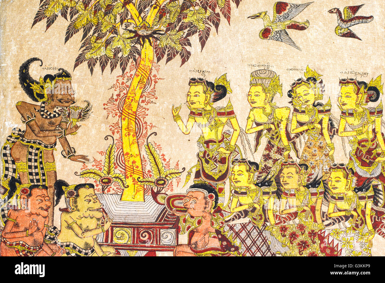 Traditional Kamasan paintings, Kertha Gosa pavilion (former Hall of ...