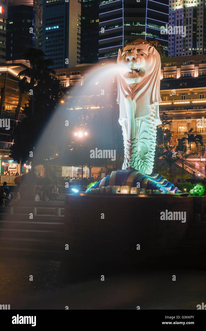 The Merlion at night, City’s Symbol, Singapore, Asia Stock Photo - Alamy