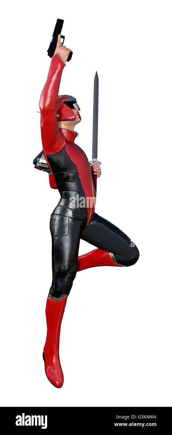 3D rendering of a male hero isolated on white background Stock Photo ...