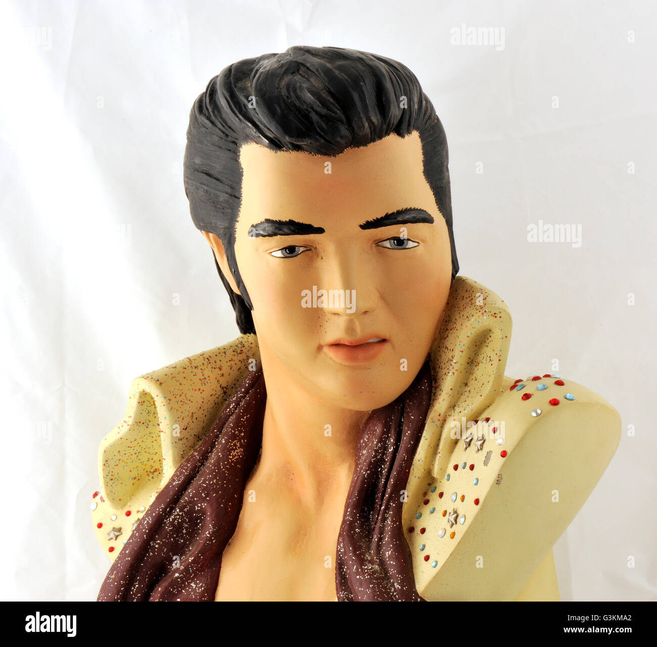 Bust of Elvis Presley circa 1973 appearance Las Vegas years Stock Photo ...