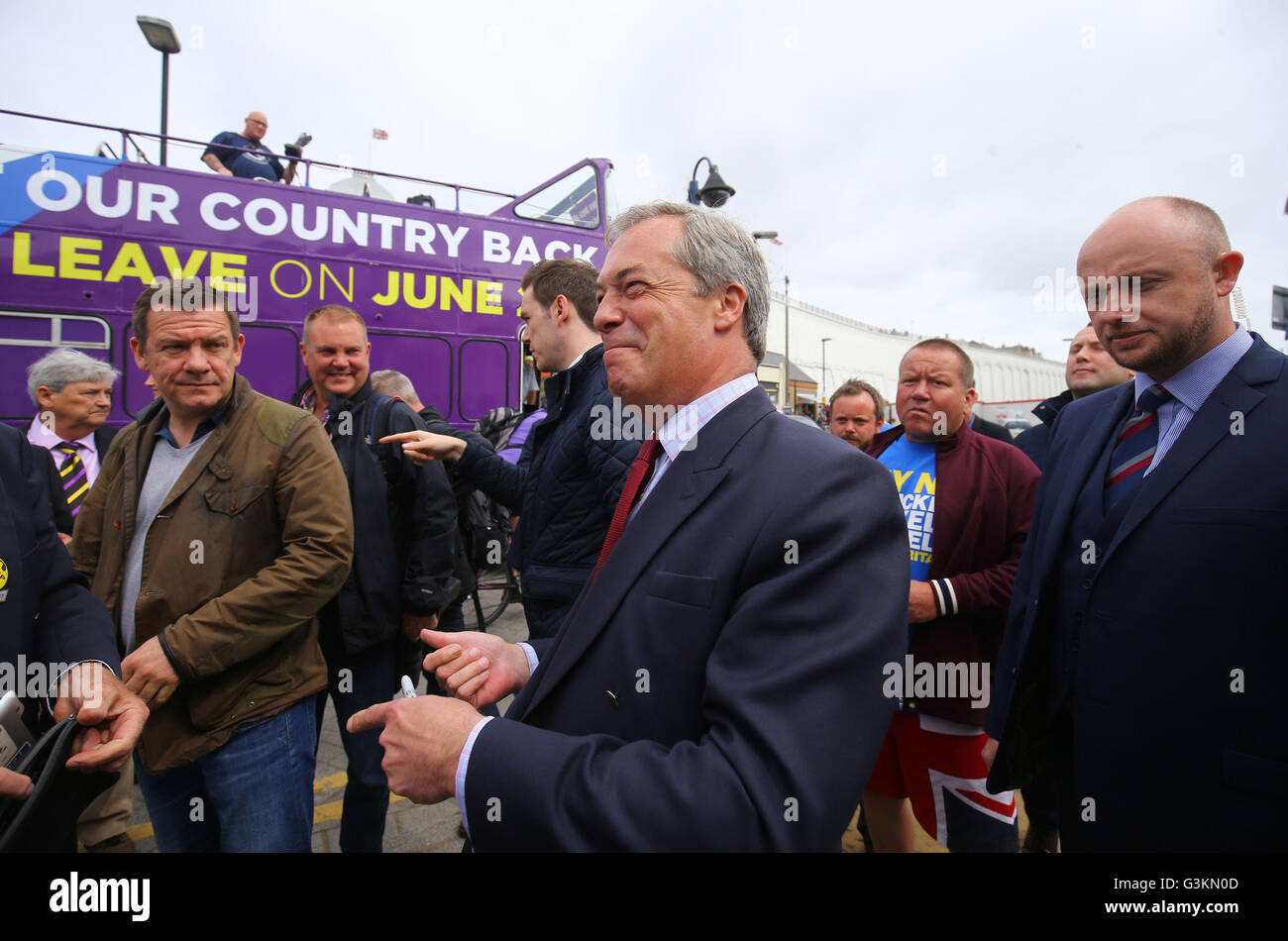 Ukip leader Nigel Farage during his party's referendum bus tour in ...
