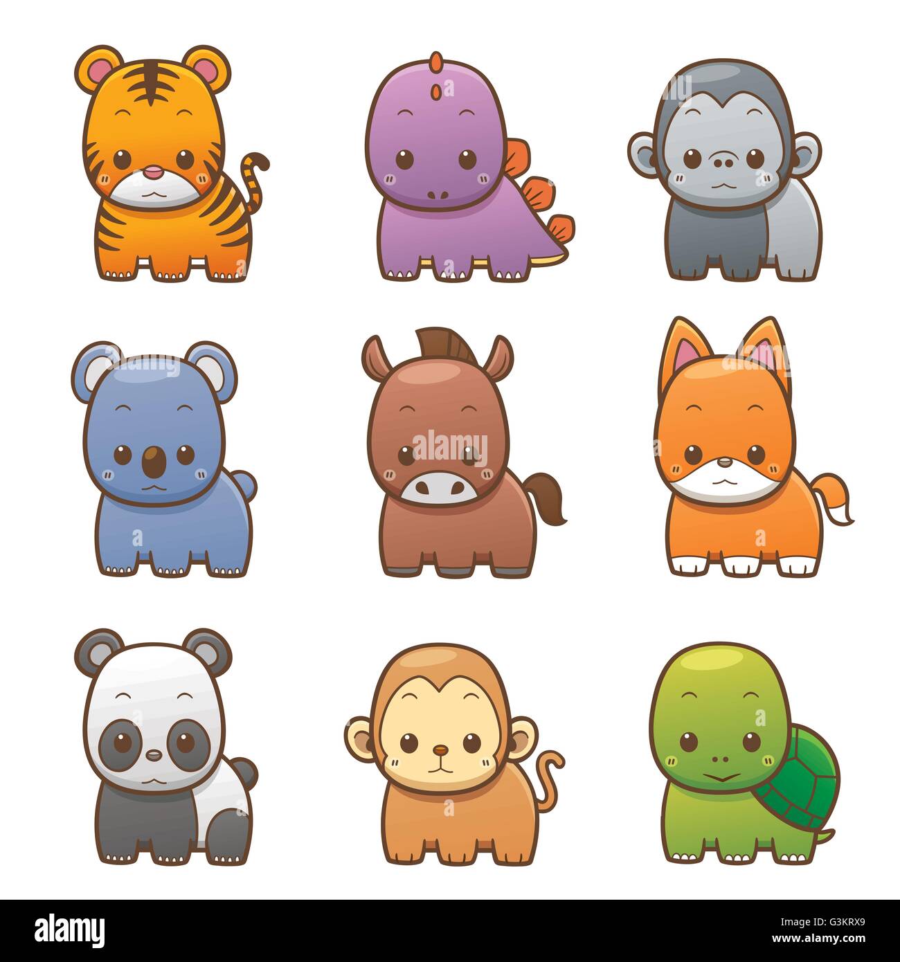 Vector illustration of Cartoon Animals set Stock Vector Image & Art - Alamy