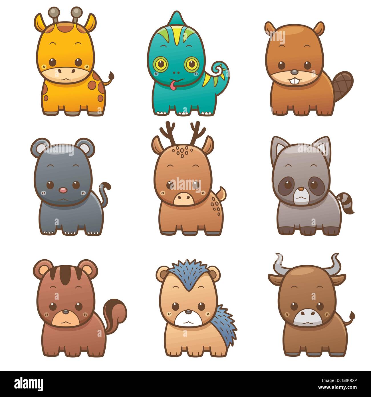 Vector illustration of Cartoon Animals set Stock Vector Image & Art - Alamy