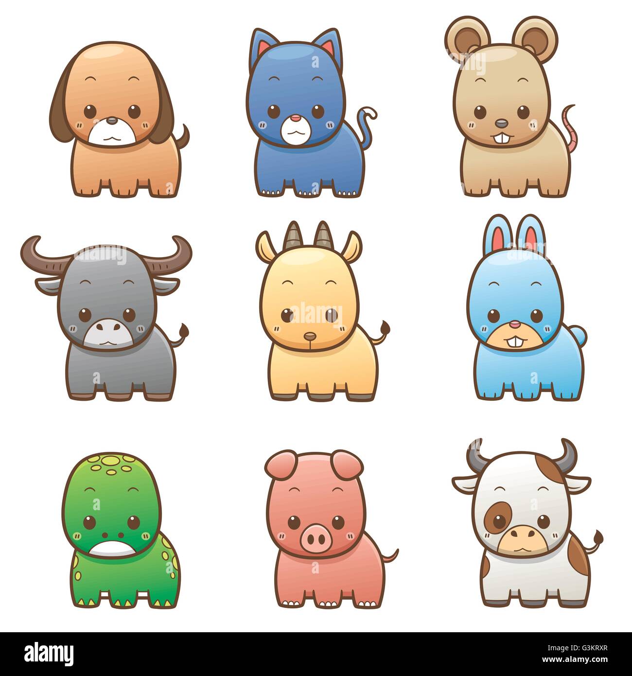 Vector illustration of Cartoon Animals set Stock Vector Image & Art - Alamy