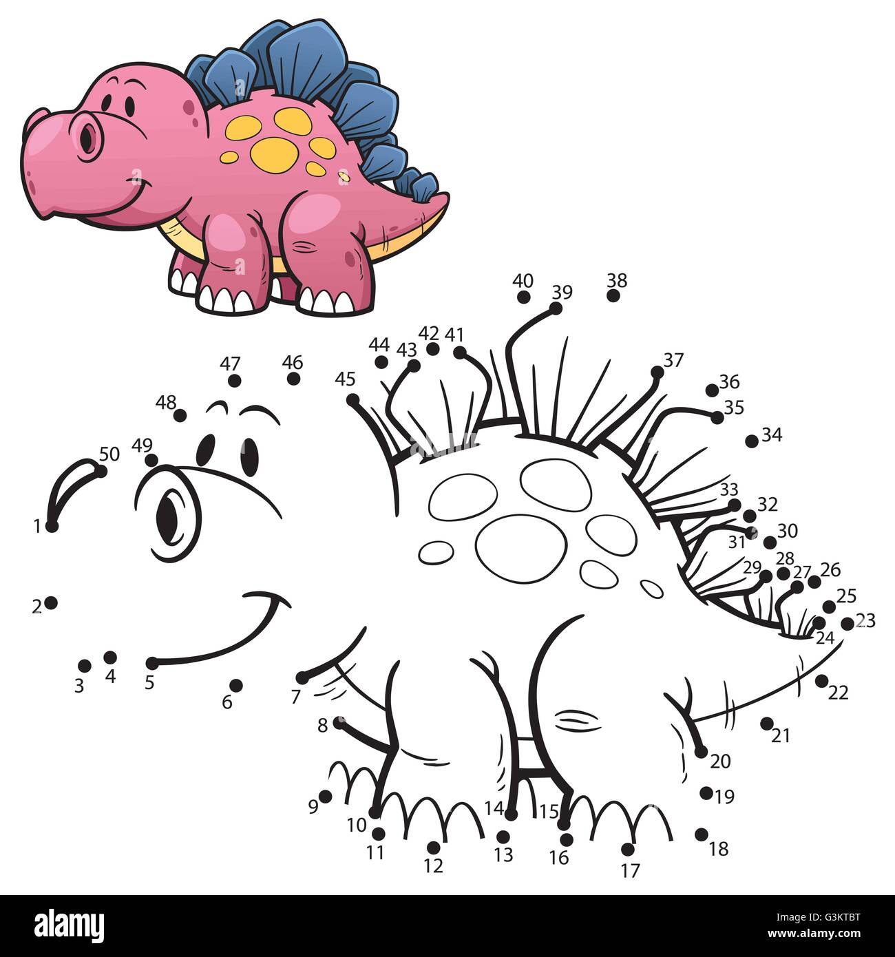 Vector Illustration of Education dot to dot game - Dinosaur Stock ...