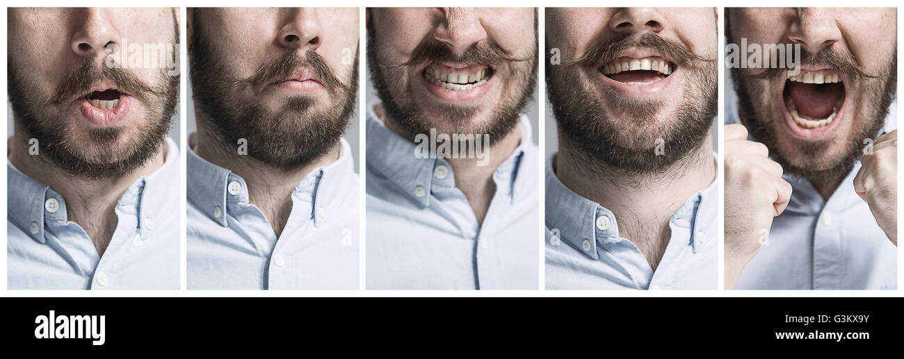 Set of young man's portraits with different emotions Stock Photo - Alamy