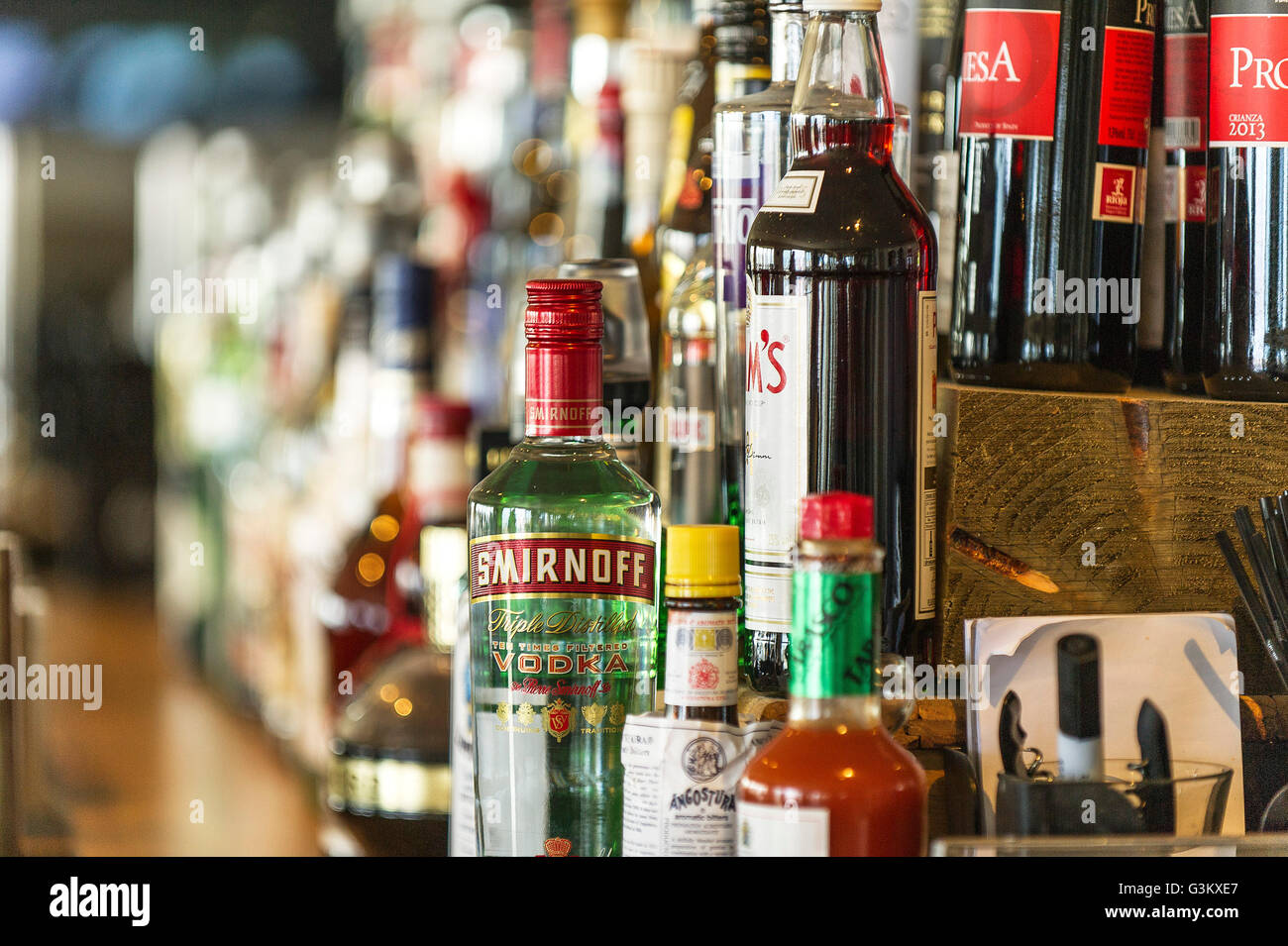 Bottles of alcohol Stock Photo - Alamy