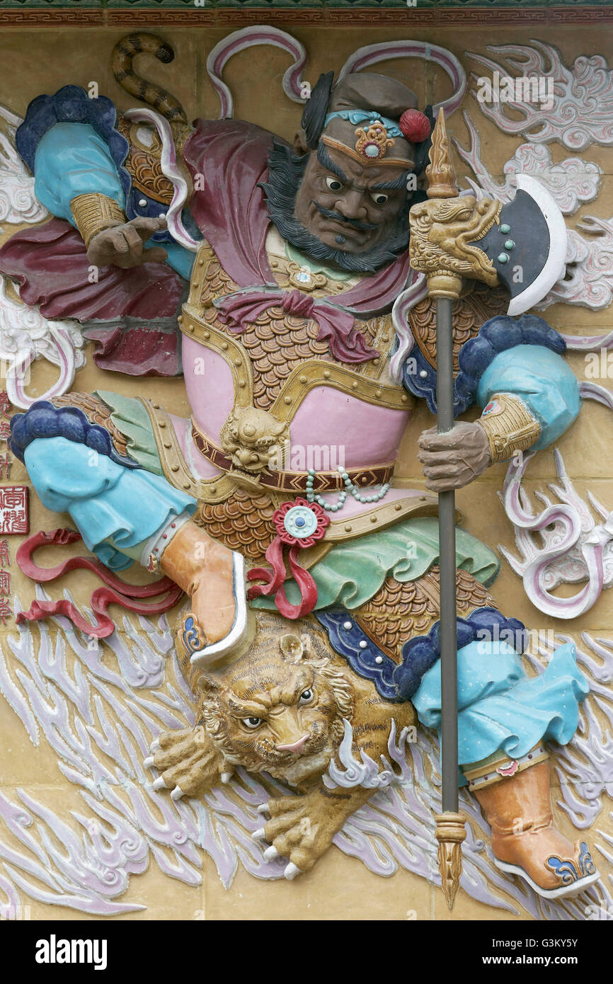 Chinese dragon slayer, ceramic relief, gatekeepers at Sik Sik Yuen Wong ...