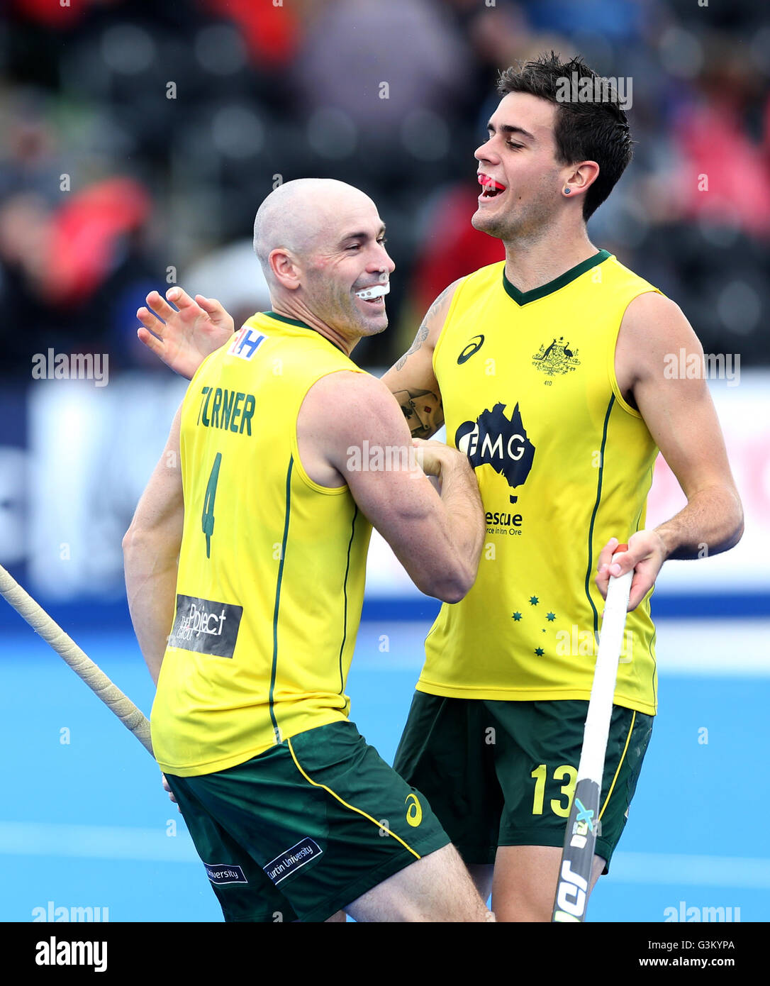Australia's Glenn Turner (left) celebrates scoring his side's first ...