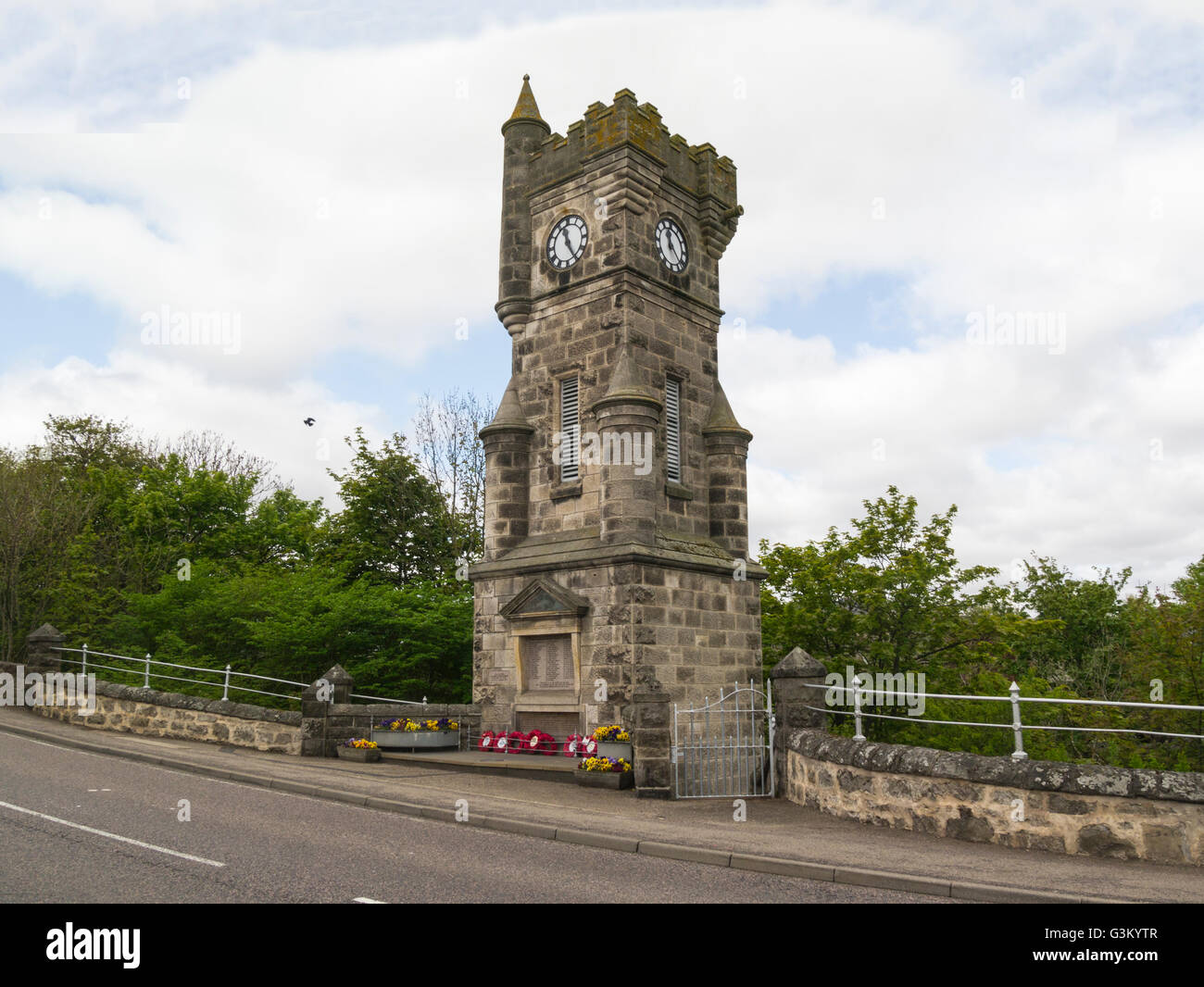 Clock Tower Great War Memorial dedicated 1922 Brora Sutherland Scottish ...