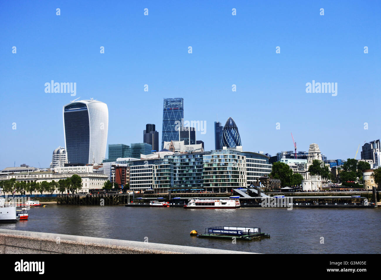 view across the river thames, london, the gherkin Stock Photo - Alamy