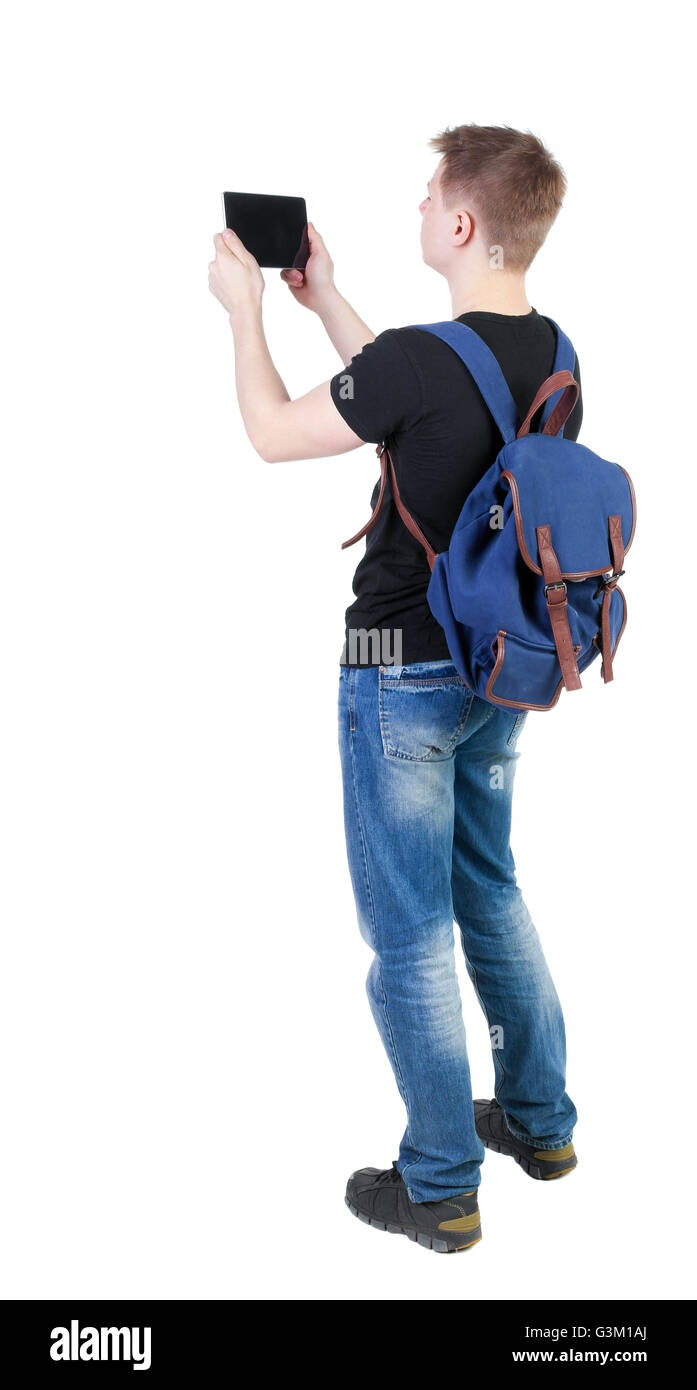 Rear young man traveler Cut Out Stock Images & Pictures - Alamy