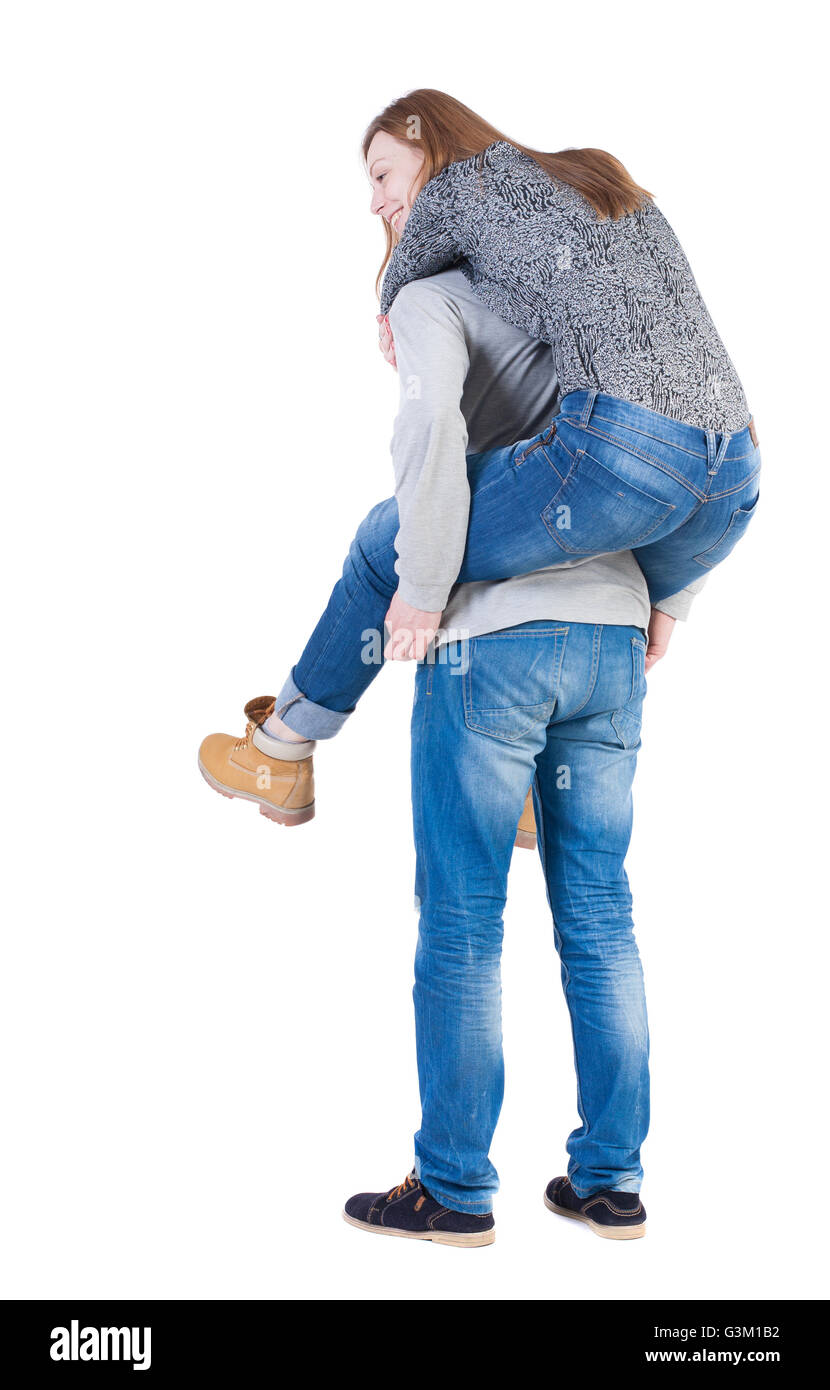 Woman hug man rear view Cut Out Stock Images & Pictures - Alamy