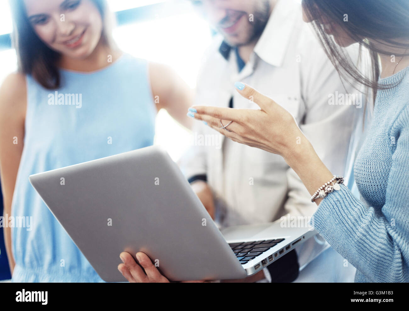 Project manager team discussing new idea.Business crew working with ...