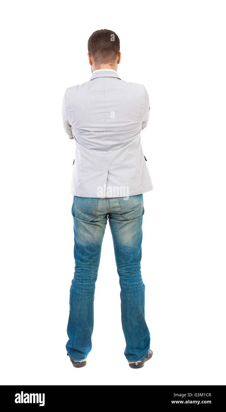 back view of Business man looks. Rear view people collection. backside ...
