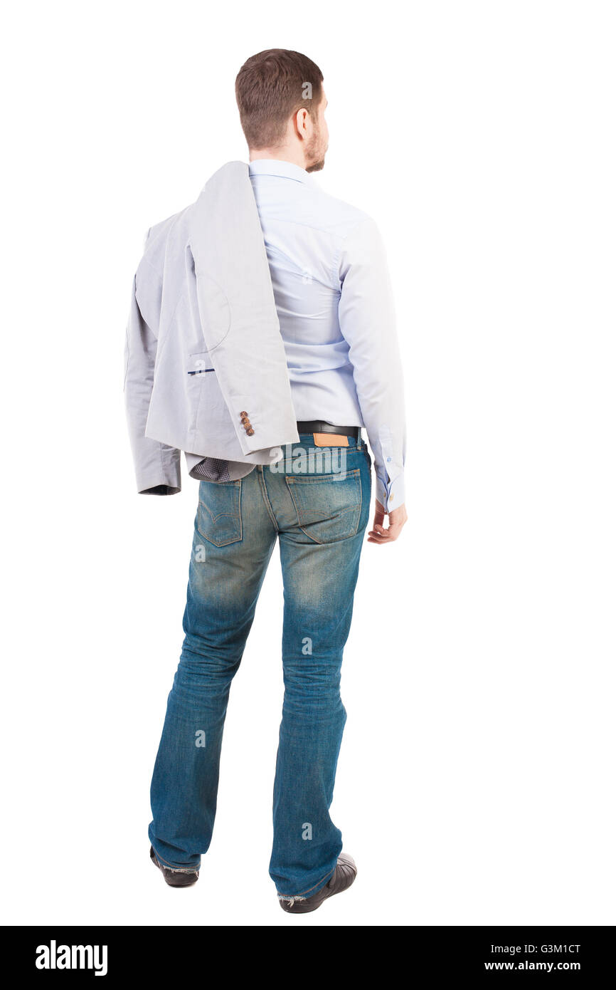 back view of Business man looks. Rear view people collection. backside ...