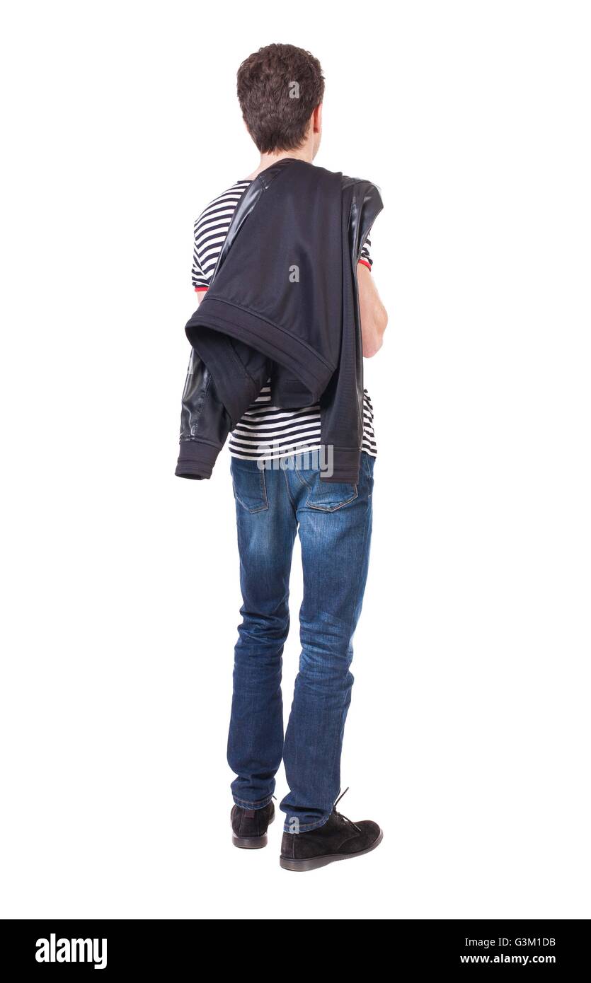 back view of Business man looks. Rear view people collection. backside ...