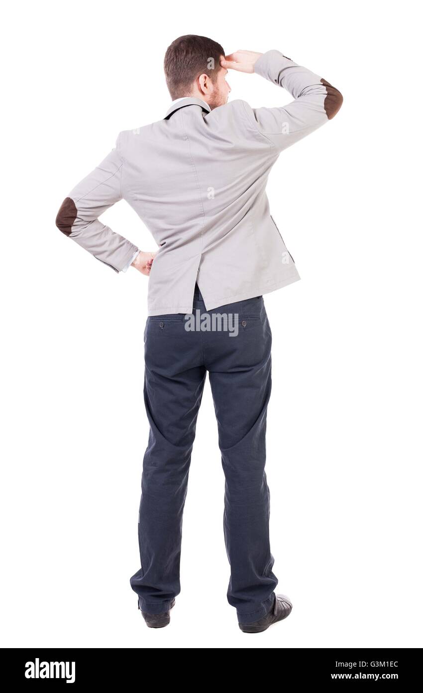 back view of Business man looks. Rear view people collection. backside ...