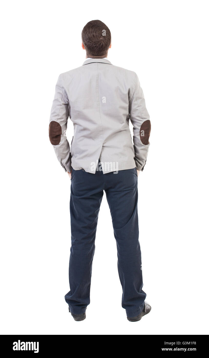 back view of Business man looks. Rear view people collection. backside ...