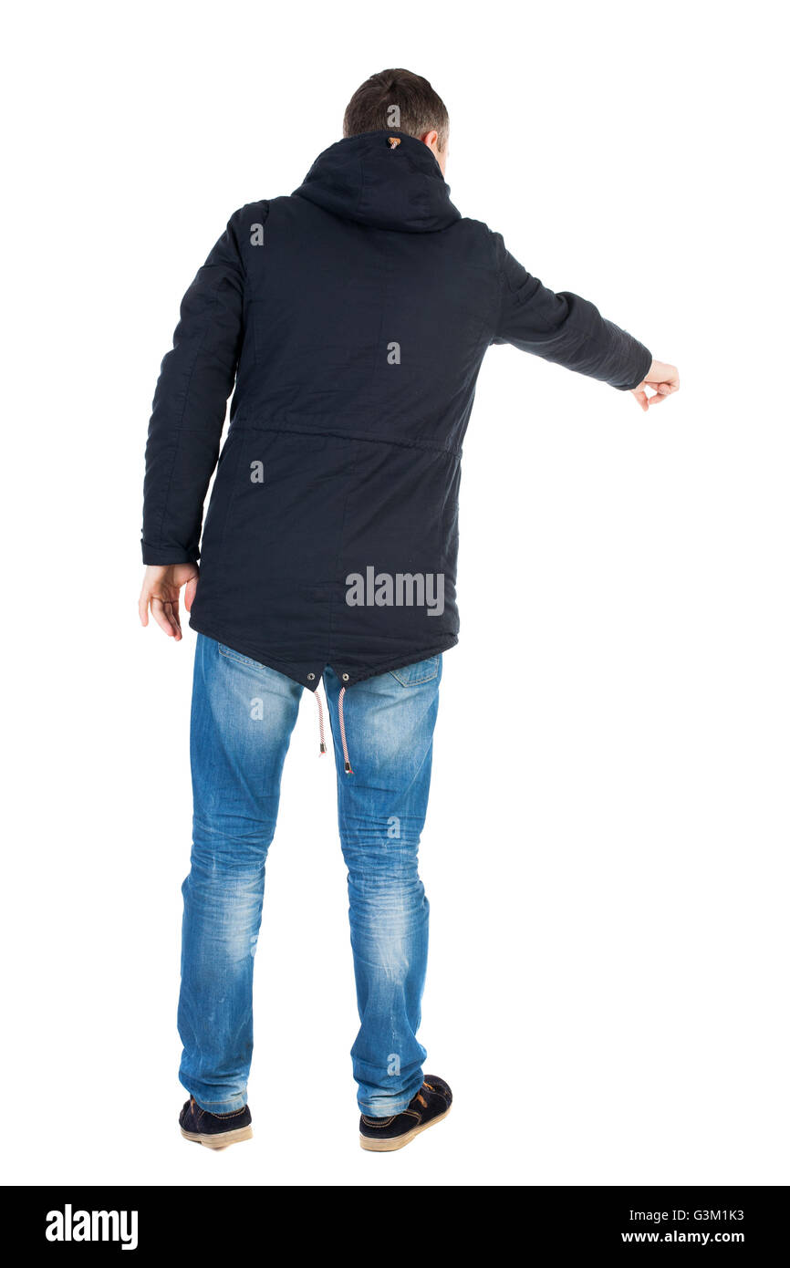 Backside view man in jacket Cut Out Stock Images & Pictures - Alamy