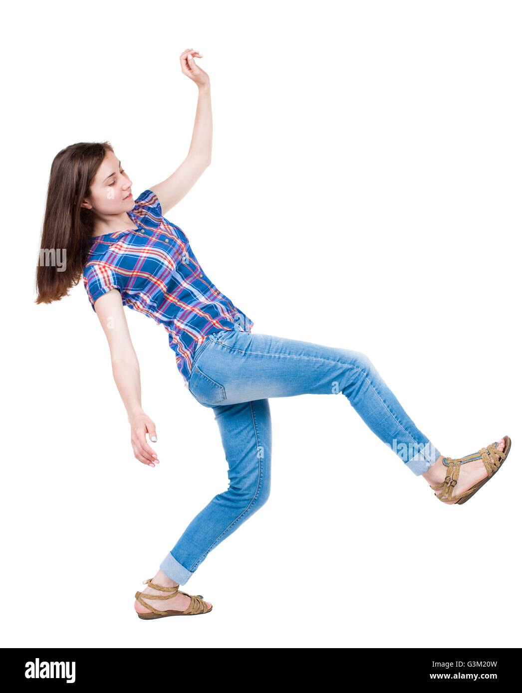 Rear view female falling hi-res stock photography and images - Alamy