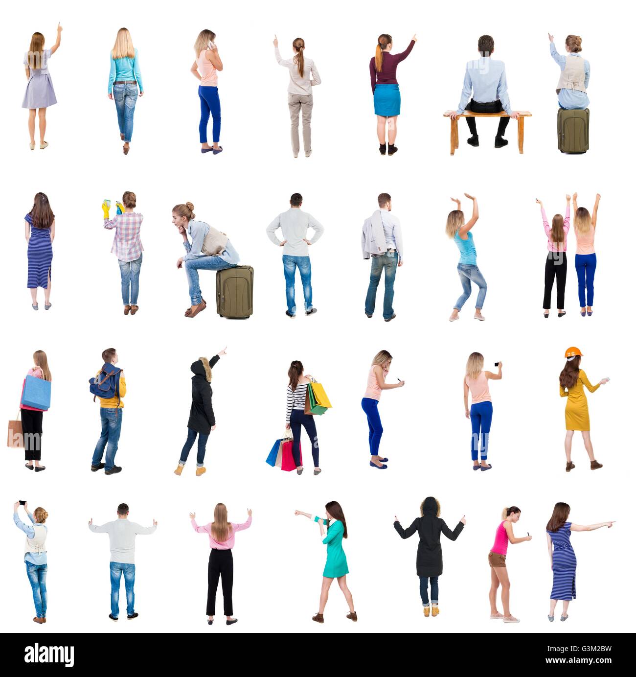 Collection " Back view people ". Rear view people set. backside view of ...