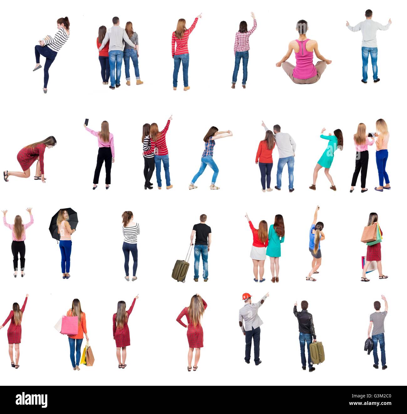 Collection " Back view people ". Rear view people set. backside view of ...