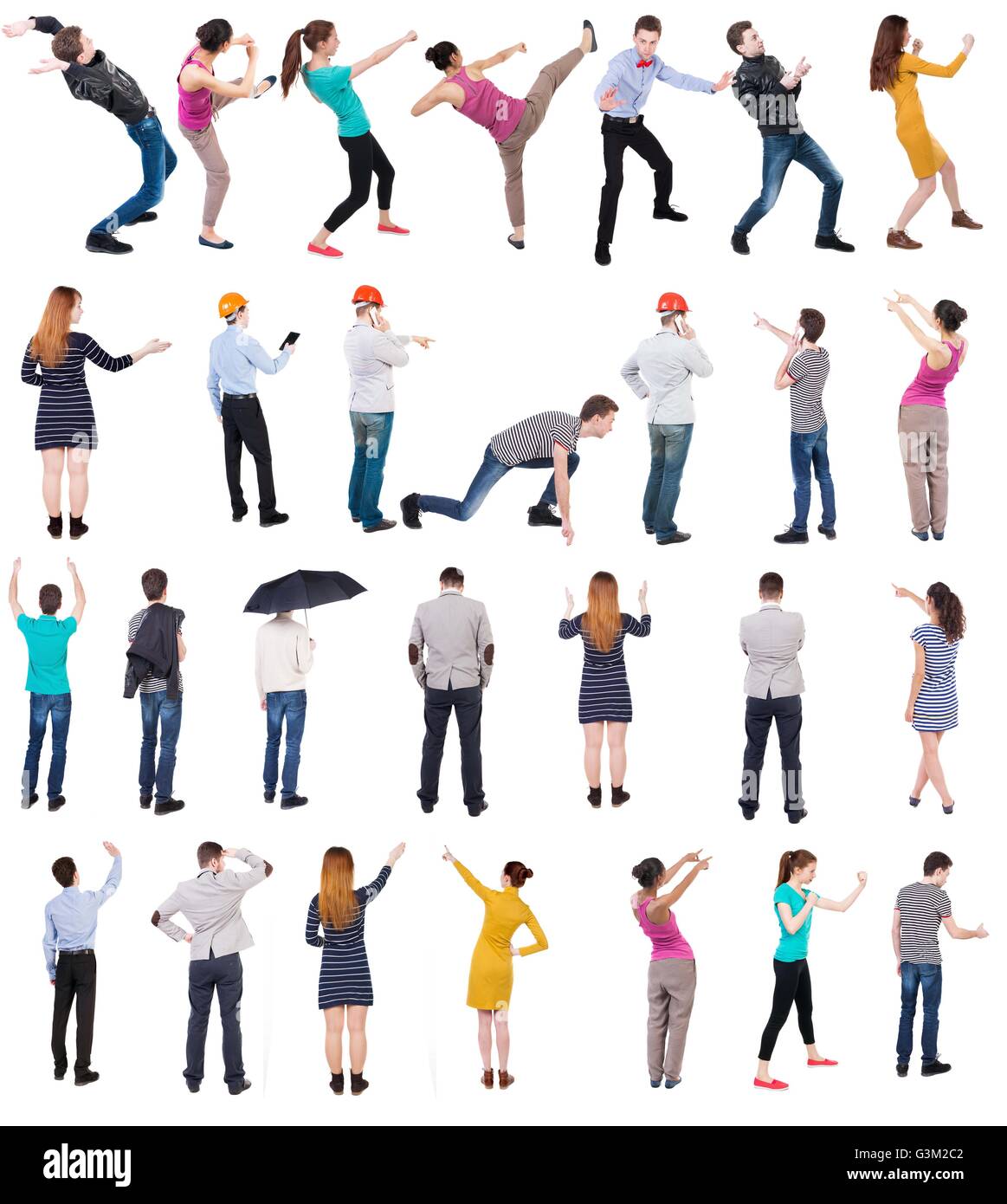 Collection " Back view people ". Rear view people set. backside view of ...