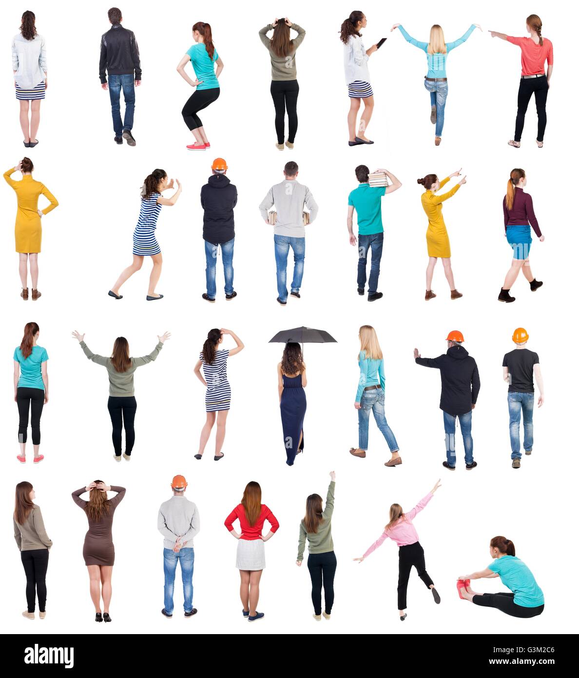 Collection " Back view people ". Rear view people set. backside view of ...