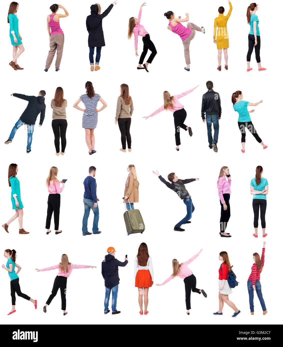 Collection " Back view people ". Rear view people set. backside view of ...