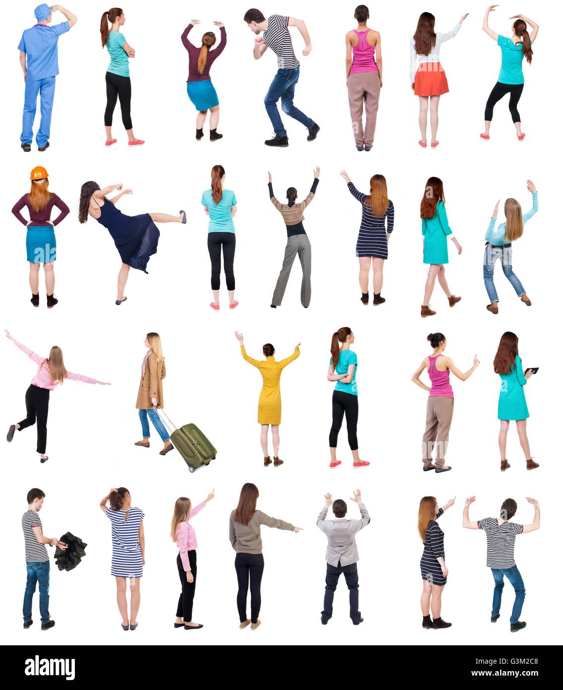 Collection " Back view people ". Rear view people set. backside view of ...