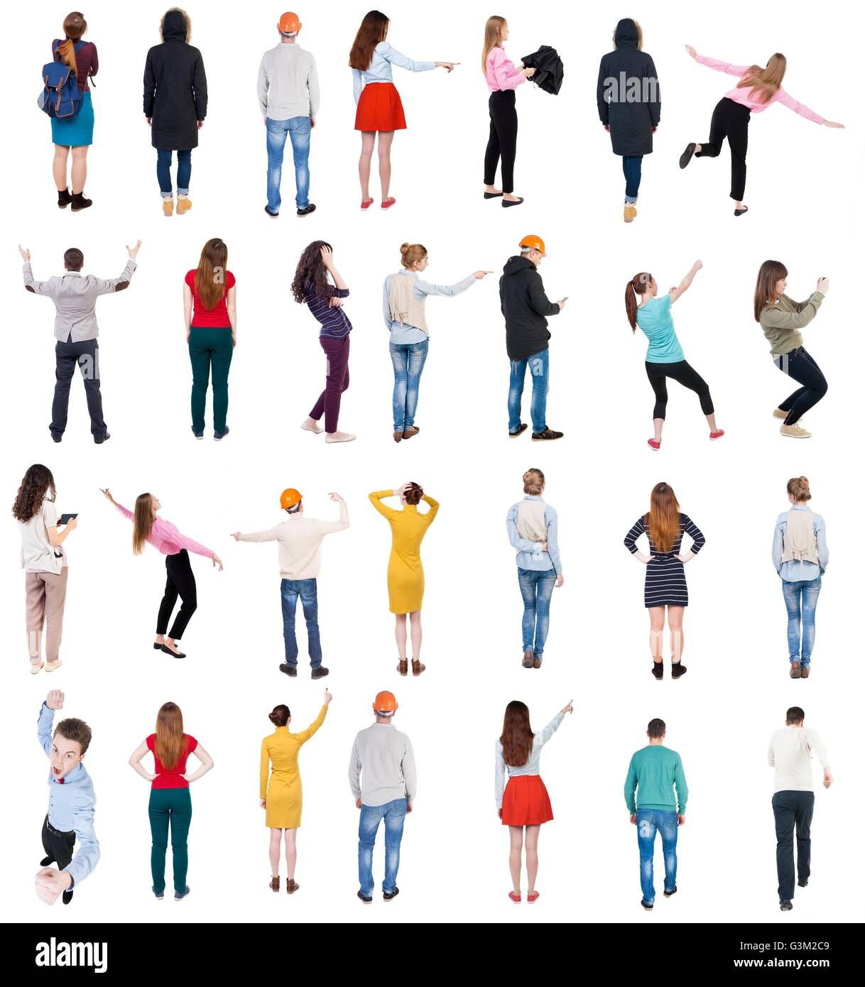 Collection " Back view people ". Rear view people set. backside view of ...