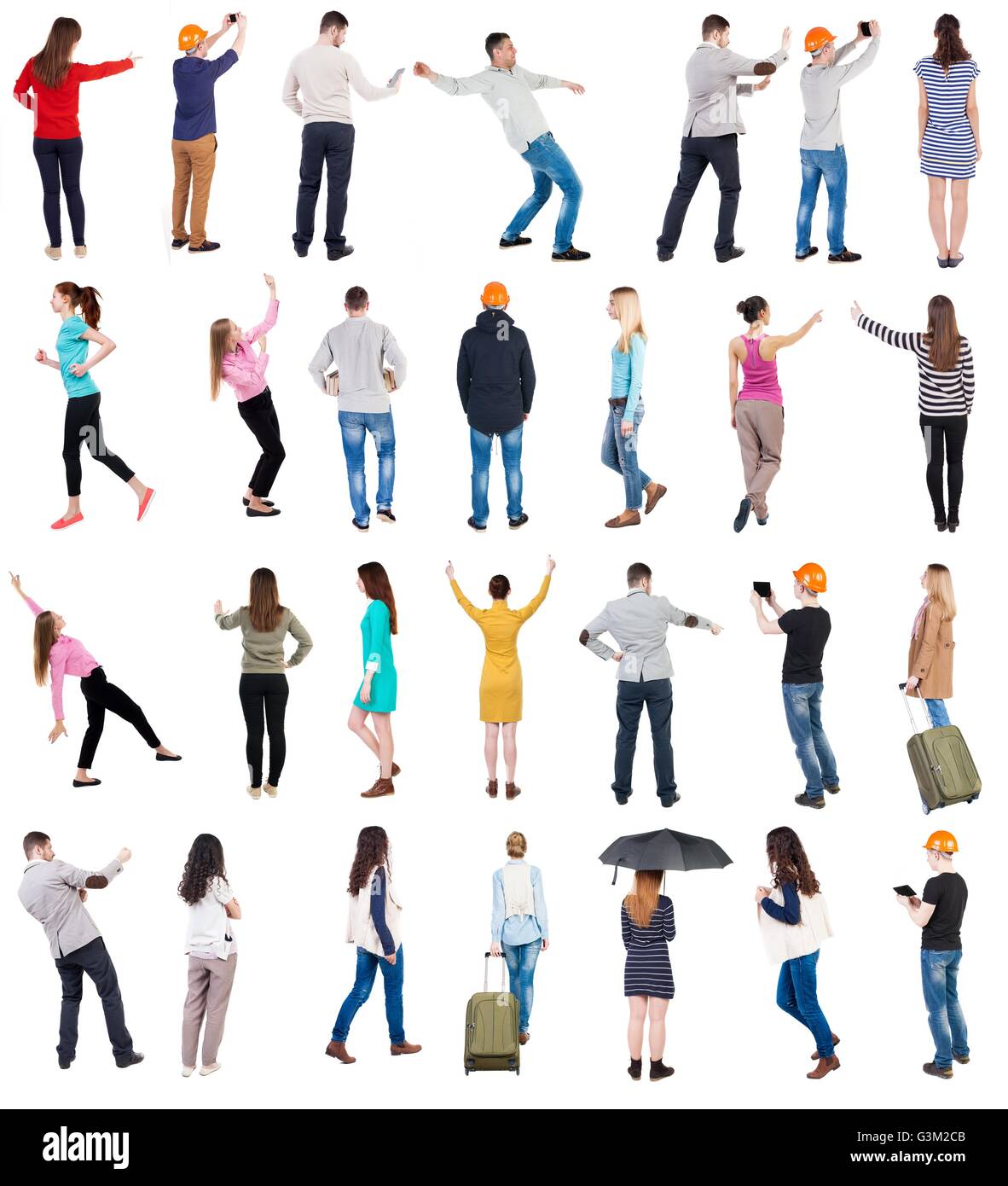 Collection " Back view people ". Rear view people set. backside view of ...