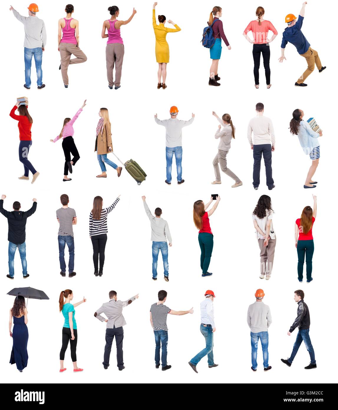 Collection " Back view people ". Rear view people set. backside view of ...