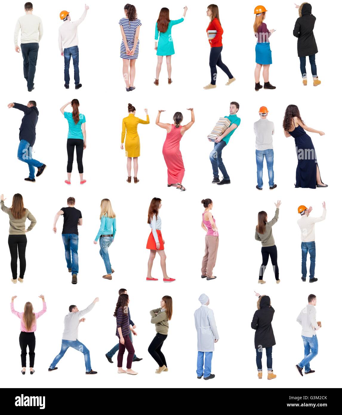 Collection " Back view people ". Rear view people set. backside view of ...