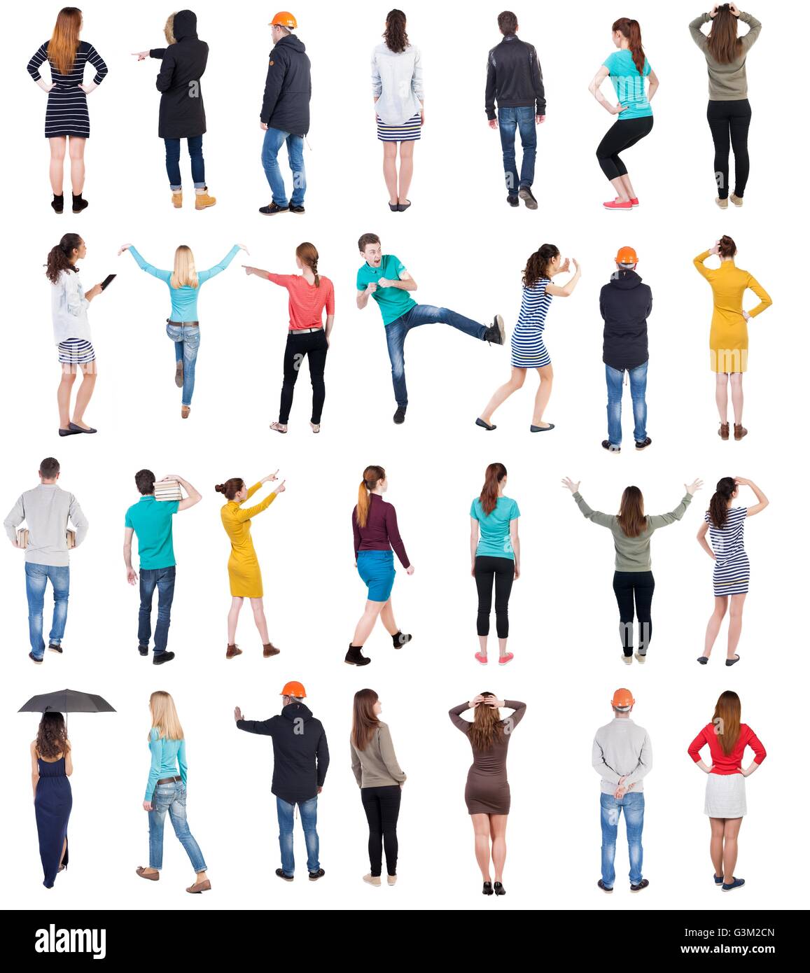 Collection " Back view people ". Rear view people set. backside view of ...