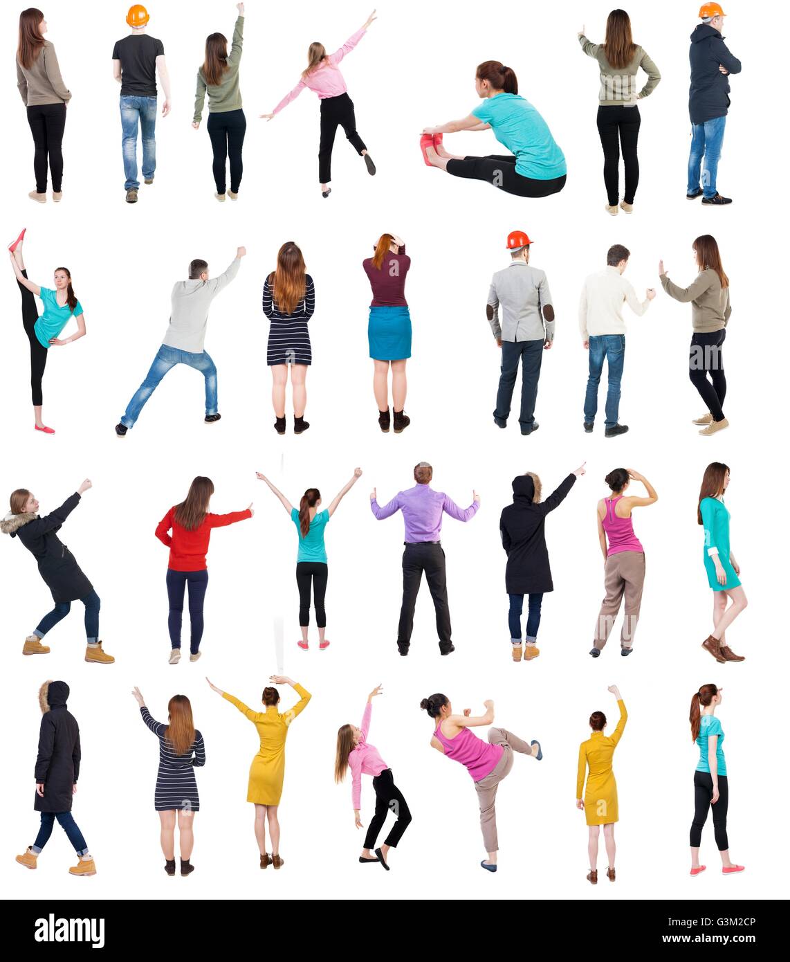 Collection " Back view people ". Rear view people set. backside view of ...