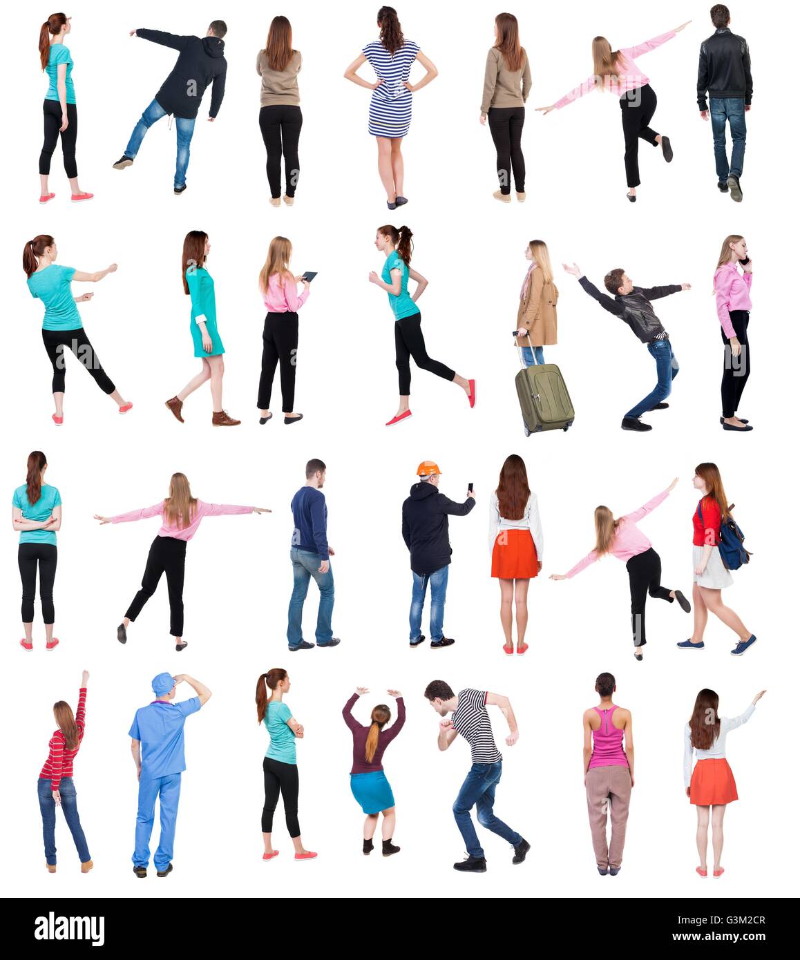 Collection " Back view people ". Rear view people set. backside view of ...