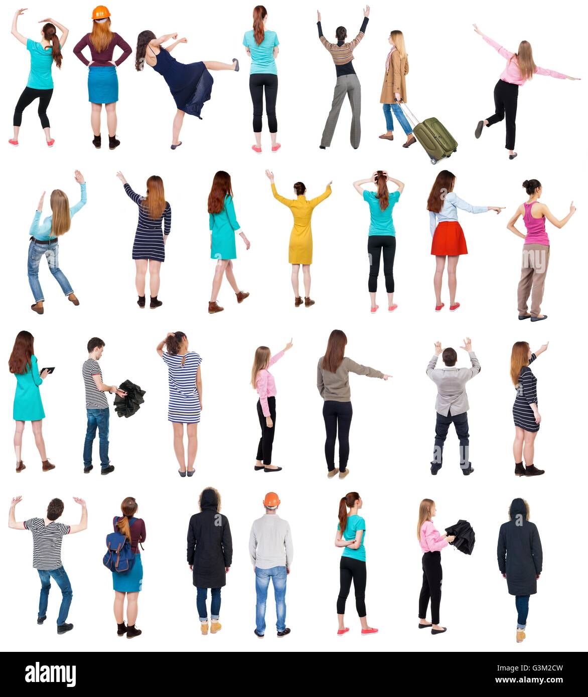 Collection " Back view people ". Rear view people set. backside view of ...