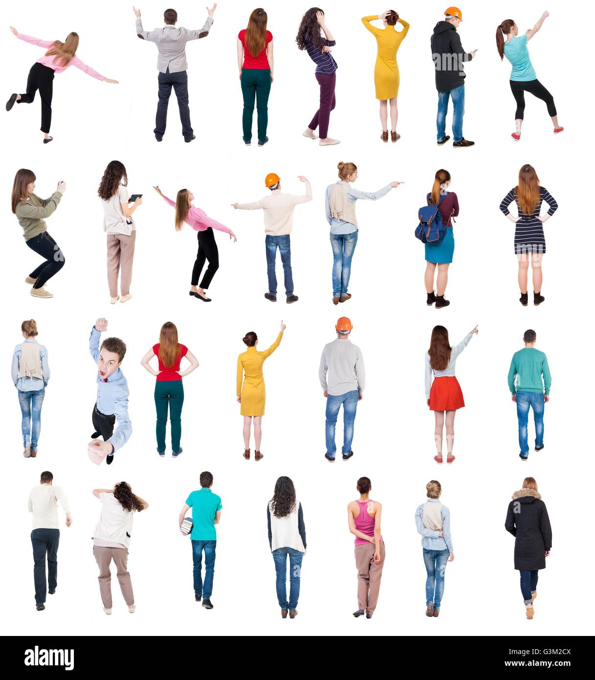 Collection " Back view people ". Rear view people set. backside view of ...