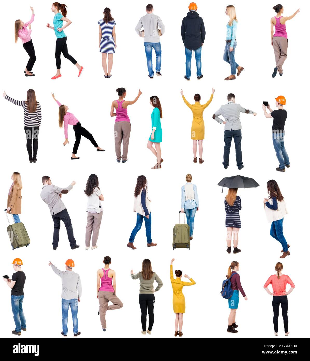 Collection " Back view people ". Rear view people set. backside view of ...