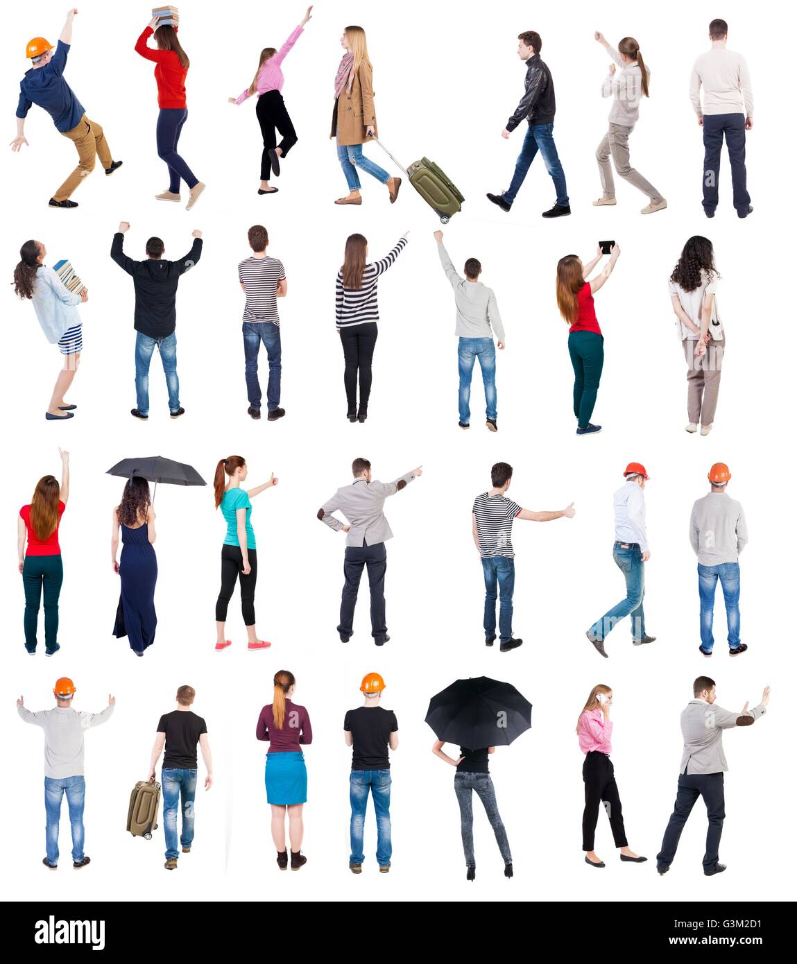 Collection " Back view people ". Rear view people set. backside view of ...