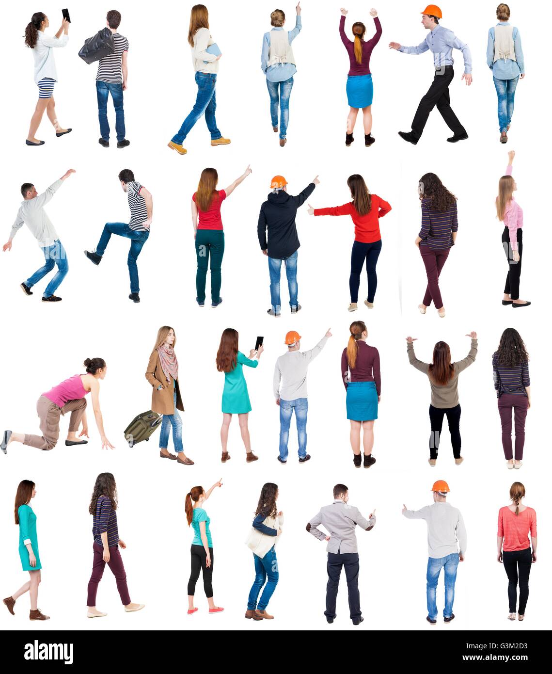 Collection " Back view people ". Rear view people set. backside view of ...