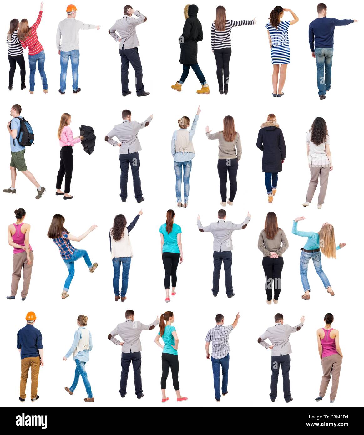 Collection " Back view people ". Rear view people set. backside view of ...